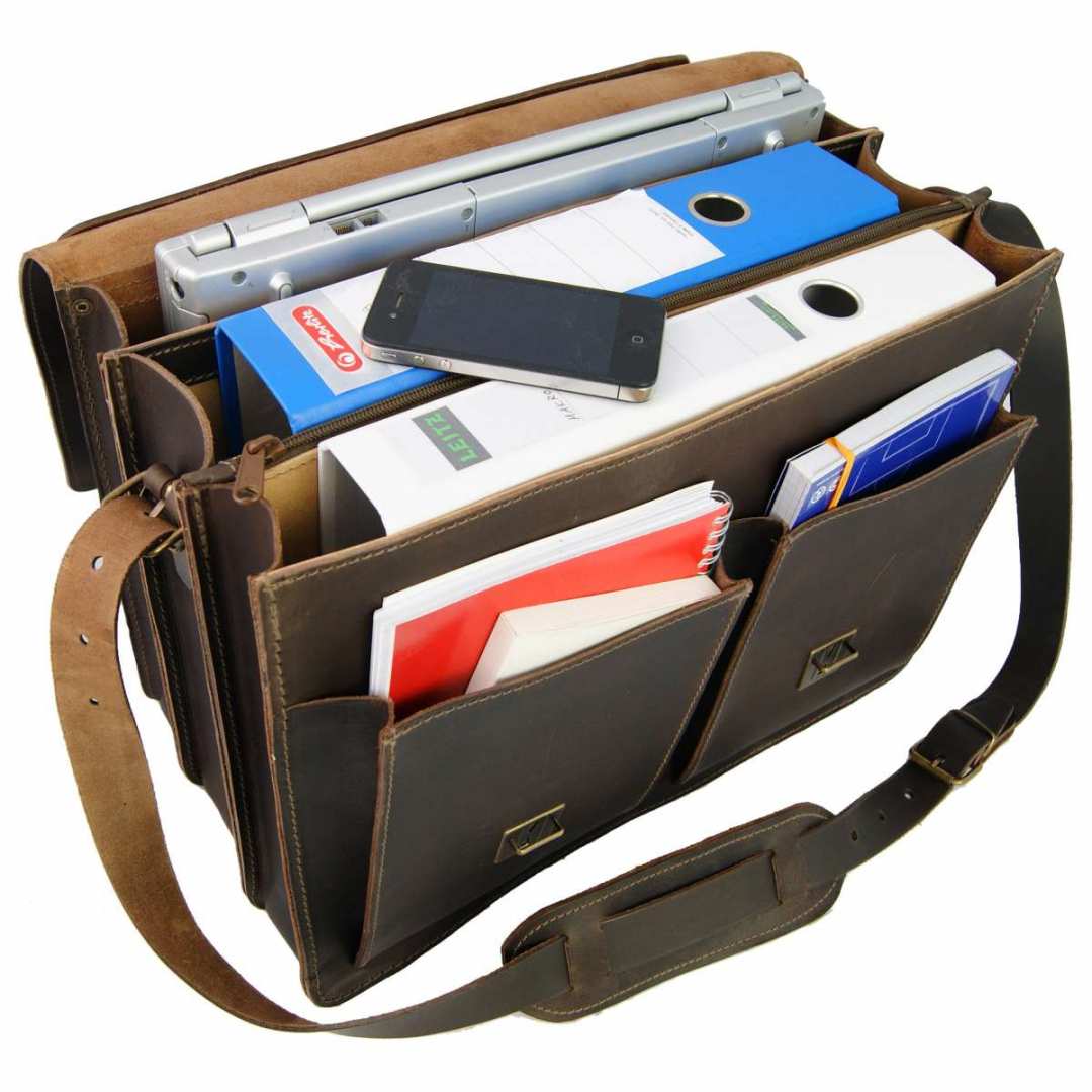 Sehr große Lehrertasche aus Leder | BARON v. MALTZAHN